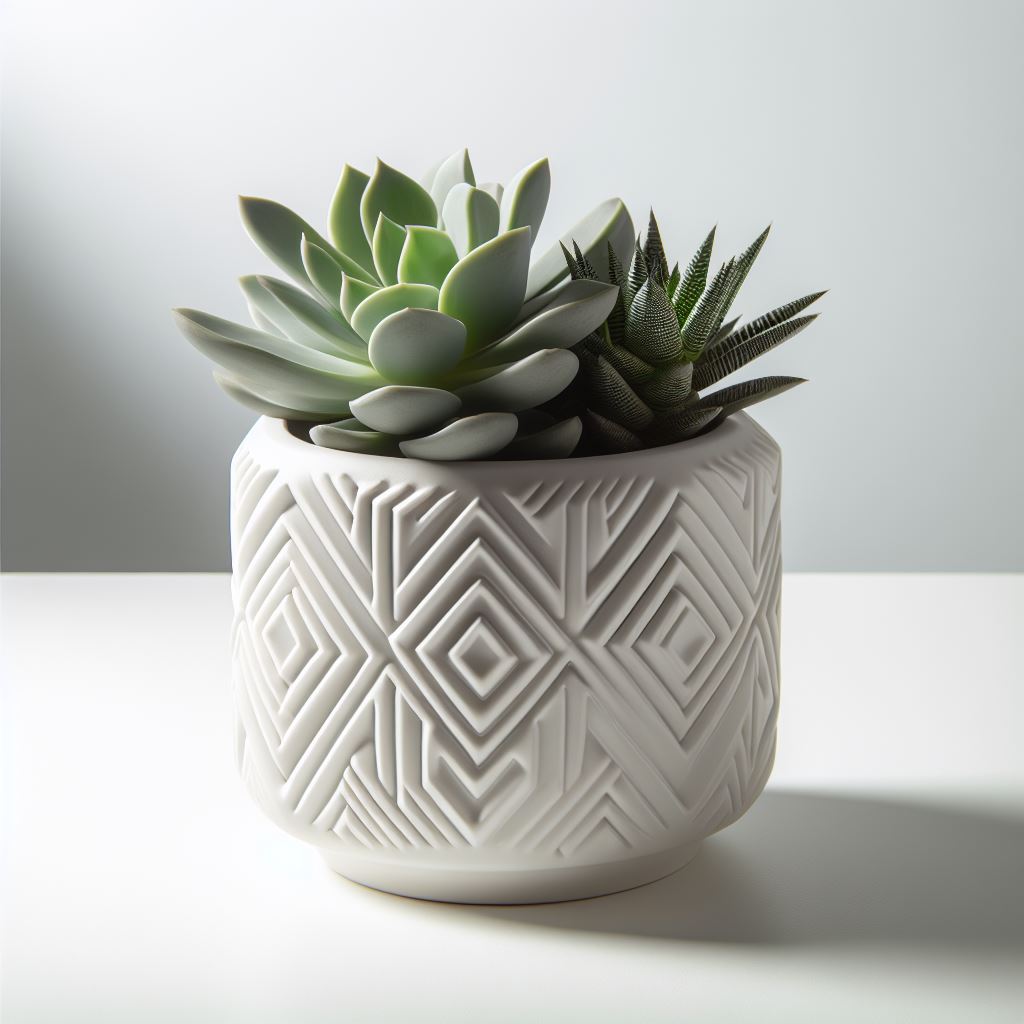 Wholesale Modern Matte Glazed Ceramic Pots with Debossed Pattern ...